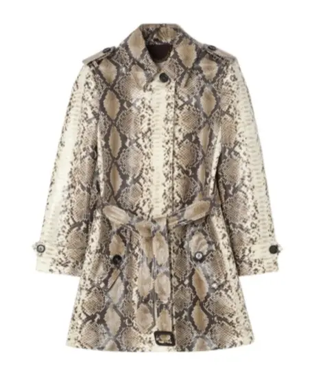 Burberry Belted Printed Short Coat - Alpine White