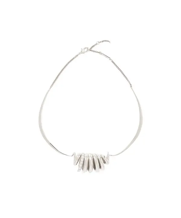Rabanne Choker With Swirl Motif And Crystal Embellishment - White