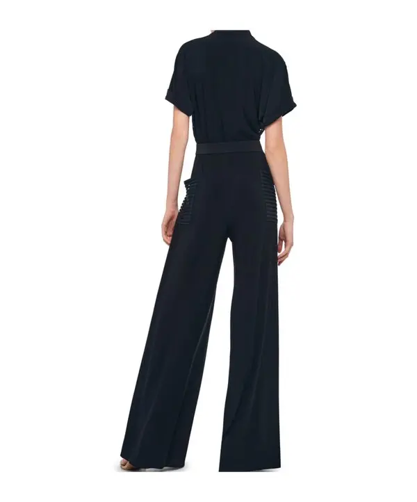 Norma Kamali Geralyn Striped Pleated Jumpsuit