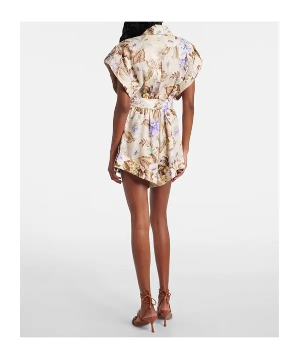 Zimmermann Floral Print Belted Bodysuit