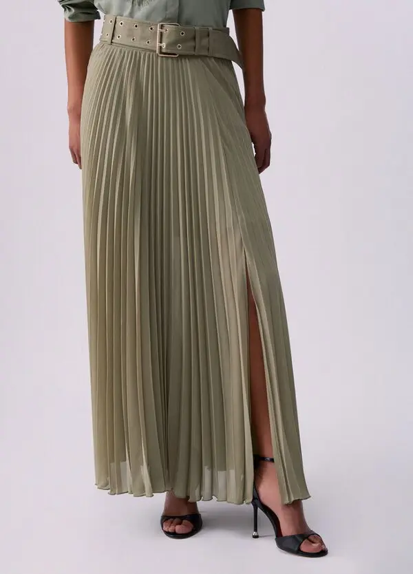 Liu Jo Pleated Maxi Skirt With Removable Belt