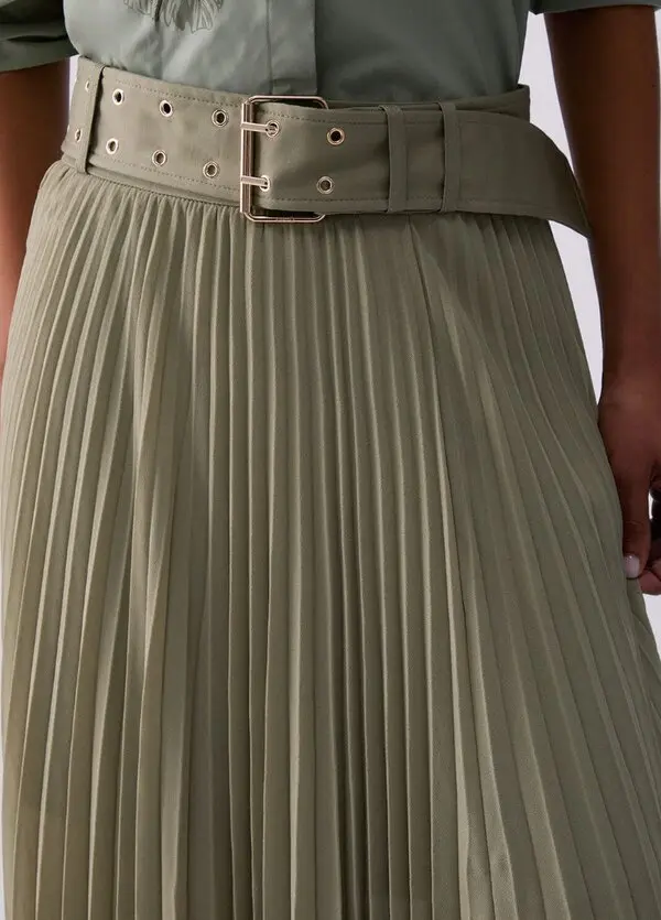 Liu Jo Pleated Maxi Skirt With Removable Belt