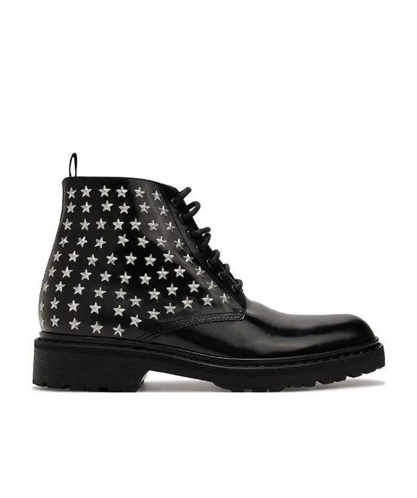 Saint Laurent Star Embellished Lace-up Ankle Boots