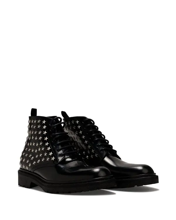 Saint Laurent Star Embellished Lace-up Ankle Boots