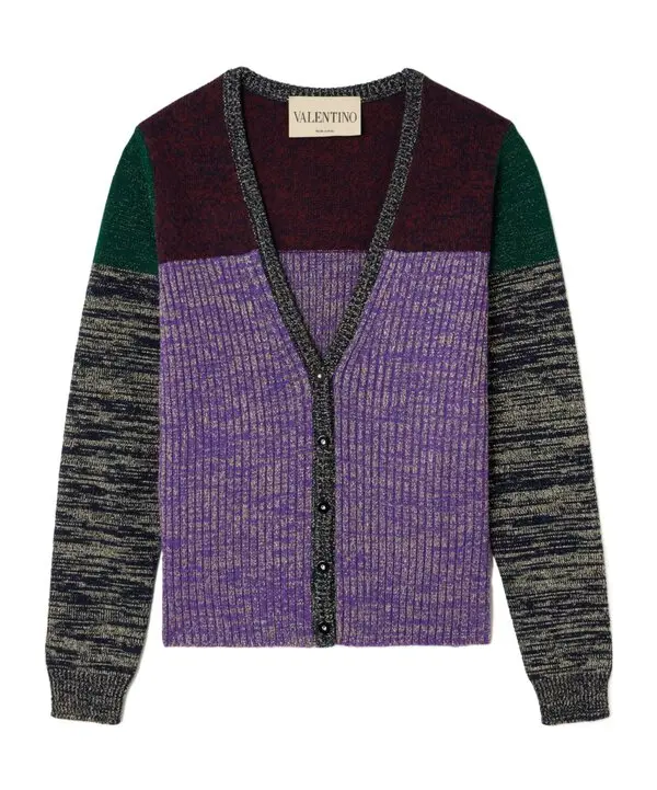 Valentino Garavani Wool-blend Color-blocked Cardigan