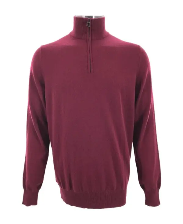 FERRAGAMO Quarter Zip Knitted Sweater - Red