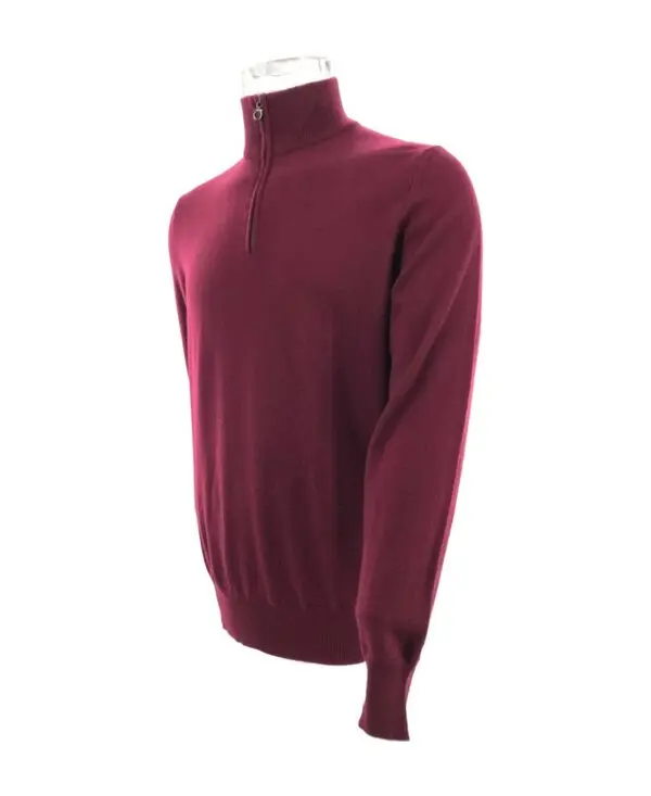 FERRAGAMO Quarter Zip Knitted Sweater - Red