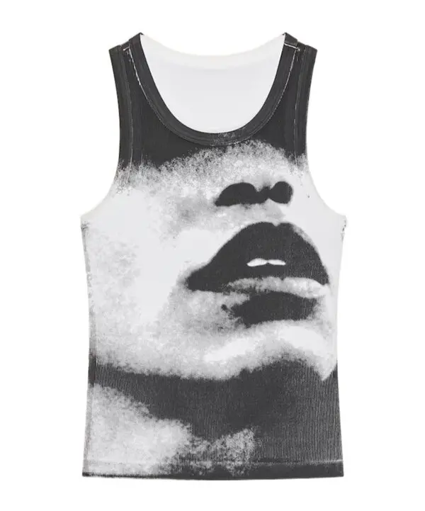Givenchy Sleeveless Face-print Top - Black And White