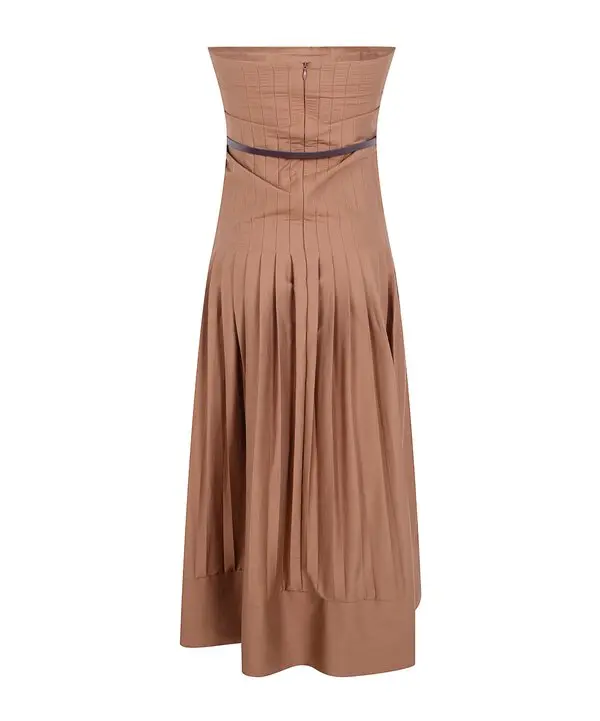 SEMICOUTURE Belted Pleated Maxi Dress