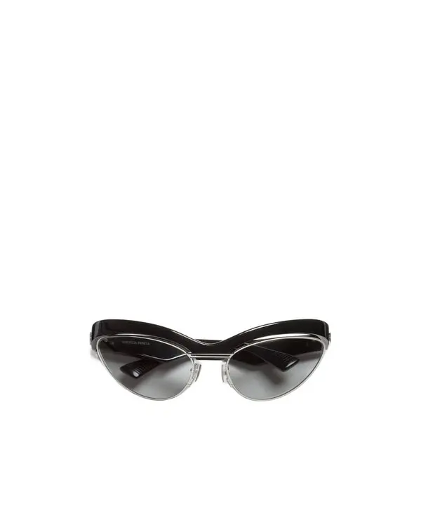 Bottega Veneta Duo Angle Cat Eye Sunglasses - Black/grey