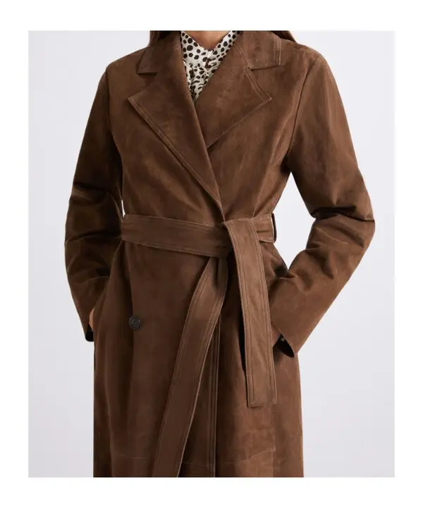 Marella Suede Belted Trench Coat