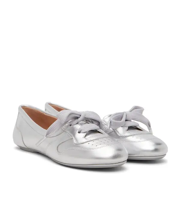 GIANVITO ROSSI Vault Ballet Flats - Silver