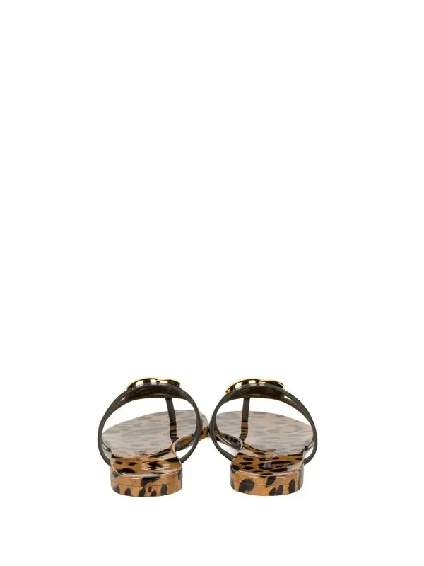 Dolce & Gabbana Logo Plaque Leopard-printed Flip Flops - Brown