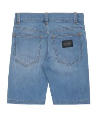 Dolce & Gabbana Logo Tag Stretch Cotton Denim Shorts
