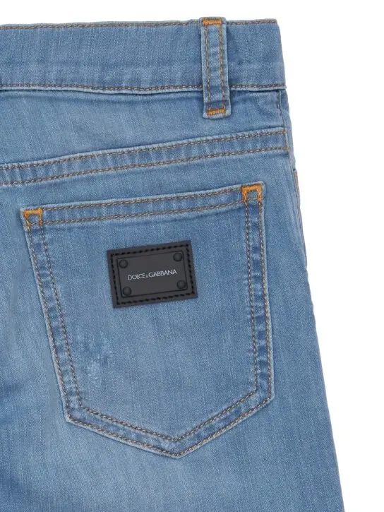 Dolce & Gabbana Logo Tag Stretch Cotton Denim Shorts