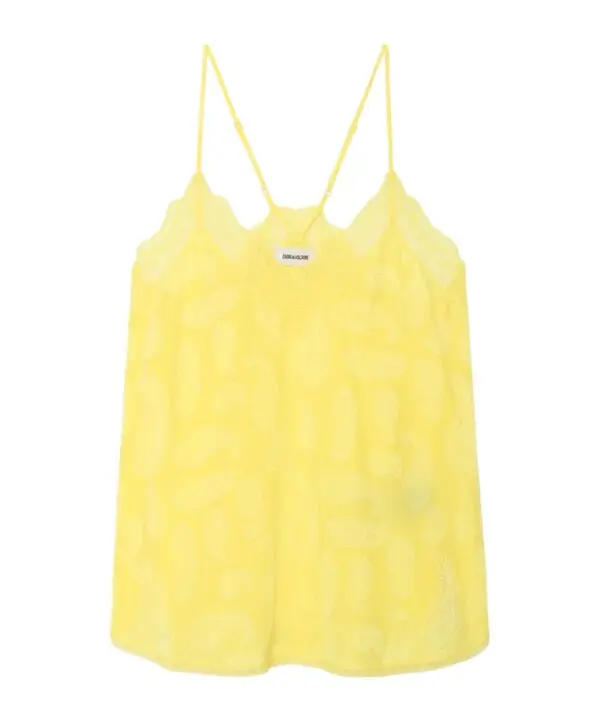 Zadig&Voltaire V-neck Spaghetti Strap Lace Trim Camisole - Banan