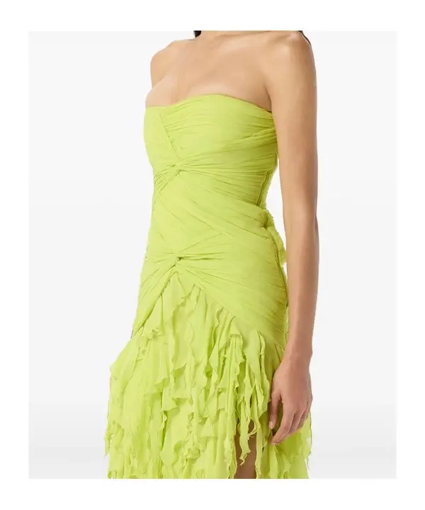 Blumarine Ruched Ruffled Maxi Dress - Yellow