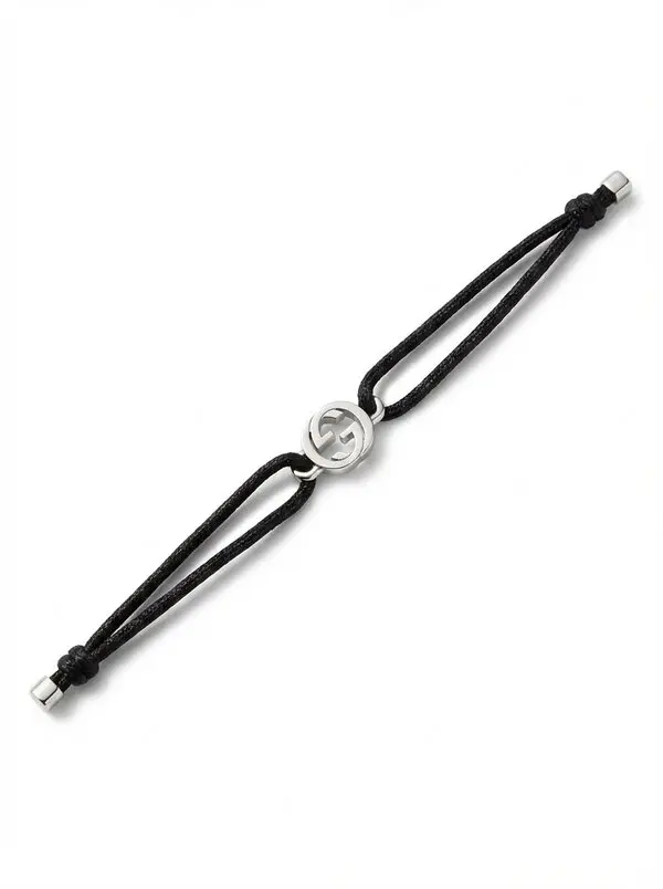 Gucci Interlocking G Cord Bracelet - Silver And Black