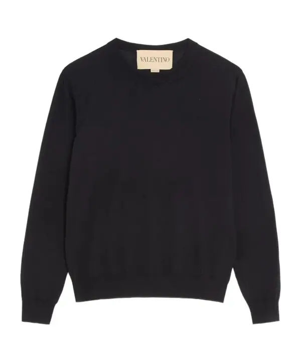 Valentino Garavani Vlogo Embroidery Crewneck Jumper - Black