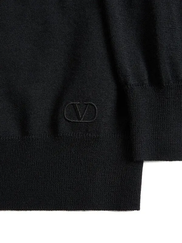 Valentino Garavani Vlogo Embroidery Crewneck Jumper - Black