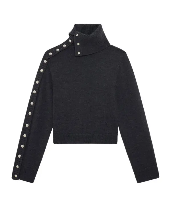 IRO PARIS Asymmetrical Wool Sweater With Stud Detail