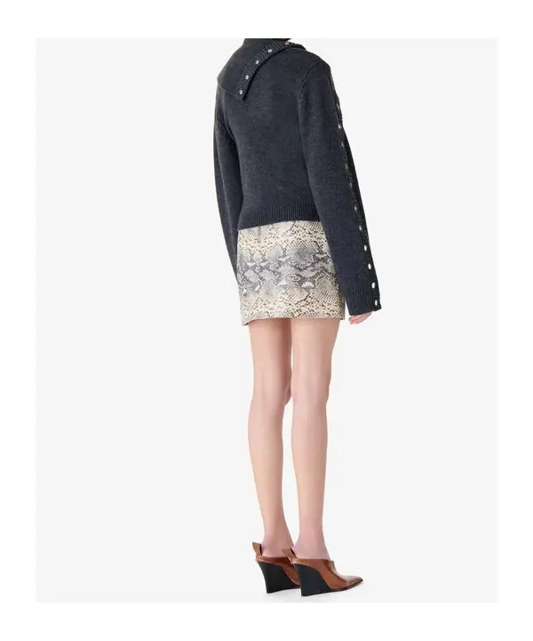 IRO PARIS Asymmetrical Wool Sweater With Stud Detail