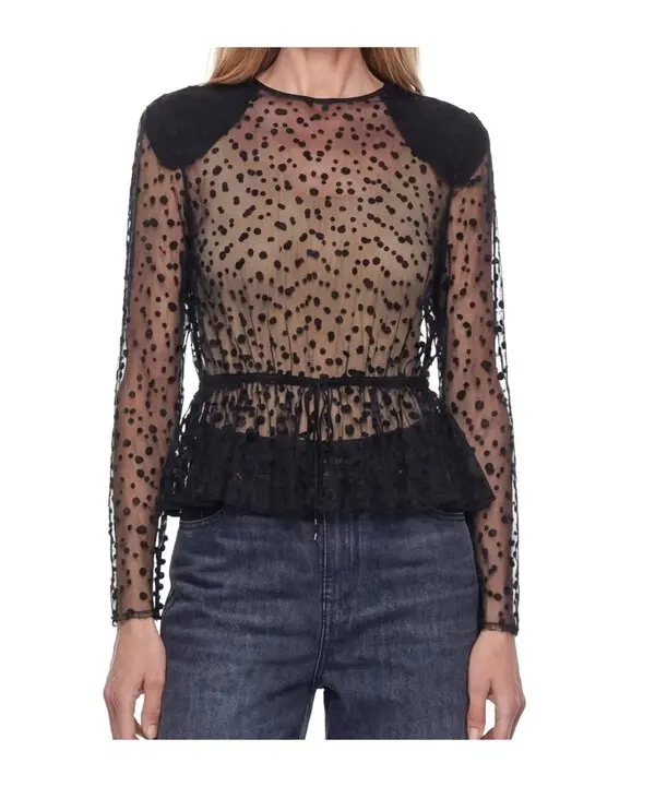 Chloé Polka Dot Print Tulle Top - Black