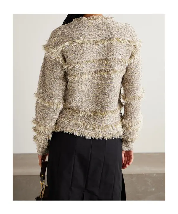 Ulla Johnson Frayed Metallic Tweed Sweater
