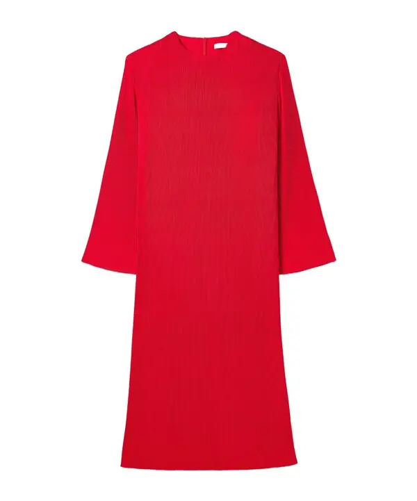 Tibi Plissé-crepe Midi Dress
