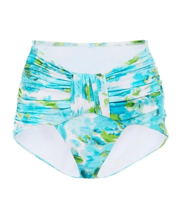 Chloé Aqua Flower-print Bikini Bottoms - White-blue
