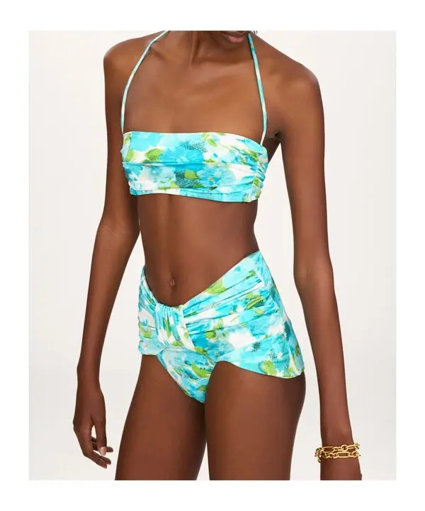 Chloé Aqua Flower-print Bikini Bottoms