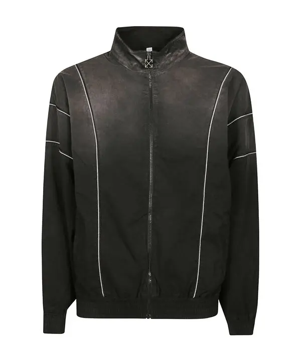 Off-White Relaxed Garment Dyed Track Jacket - Black