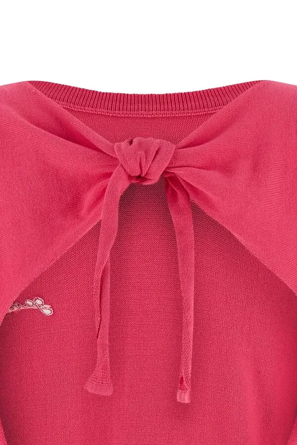 GANNI Open-back Tie Knitted Sweater - Red