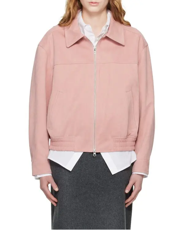 DUNST Collared Long Sleeve Zip-up Jacket - Pink