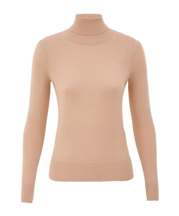 Zimmermann Long Sleeve Turtleneck Sweater - Biscuit