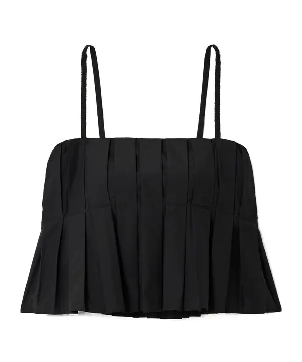 Theory Pleated Square Neck Tank Top - Black