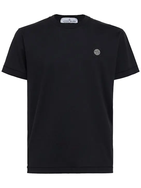 Stone Island Logo Patch Cotton T-shirt - Black