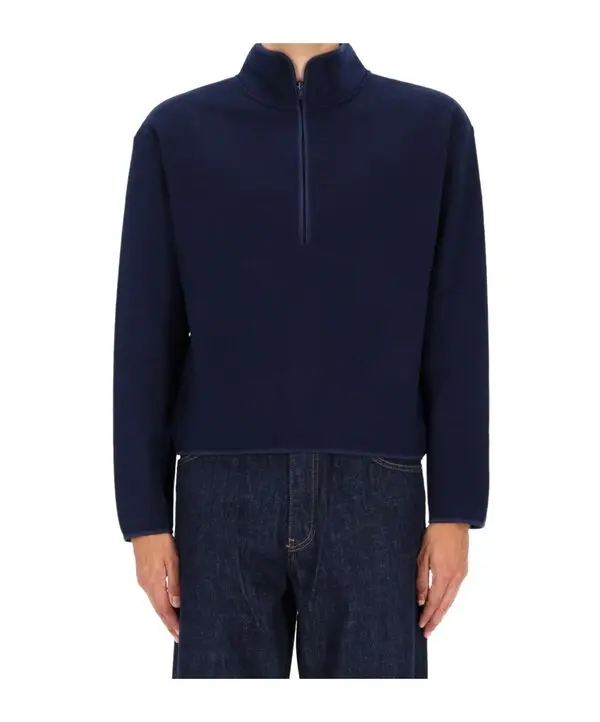 SUNFLOWER Long Sleeve Half-zip Sweater - Navy