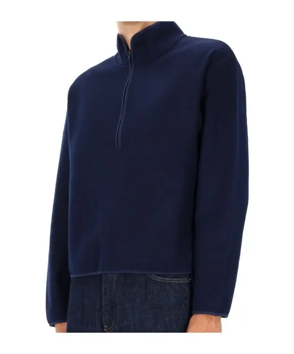 SUNFLOWER Long Sleeve Half-zip Sweater - Navy