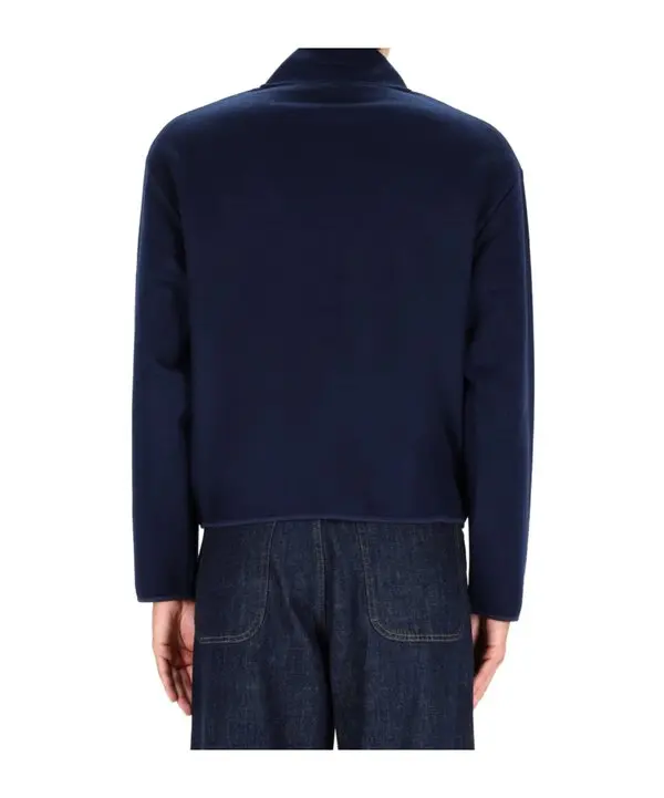 SUNFLOWER Long Sleeve Half-zip Sweater - Navy