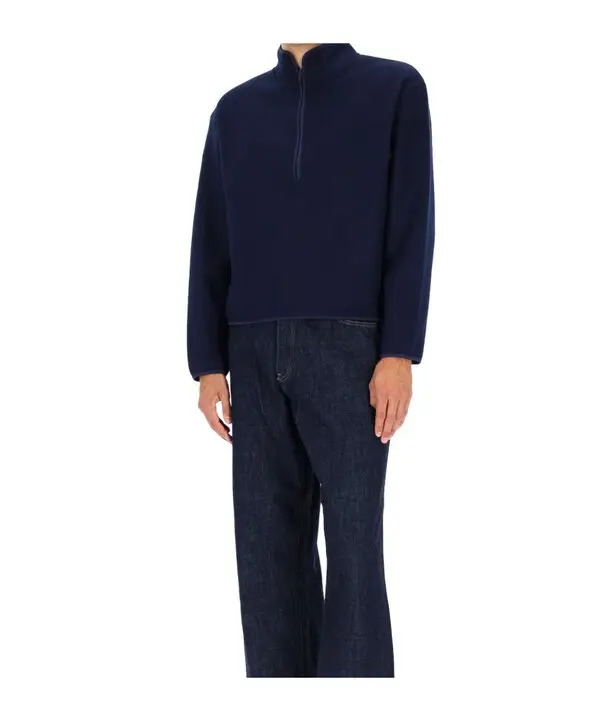 SUNFLOWER Long Sleeve Half-zip Sweater - Navy