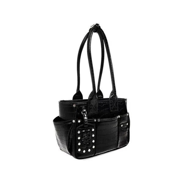 GANNI Crocodile-effect Studded Tote Bag