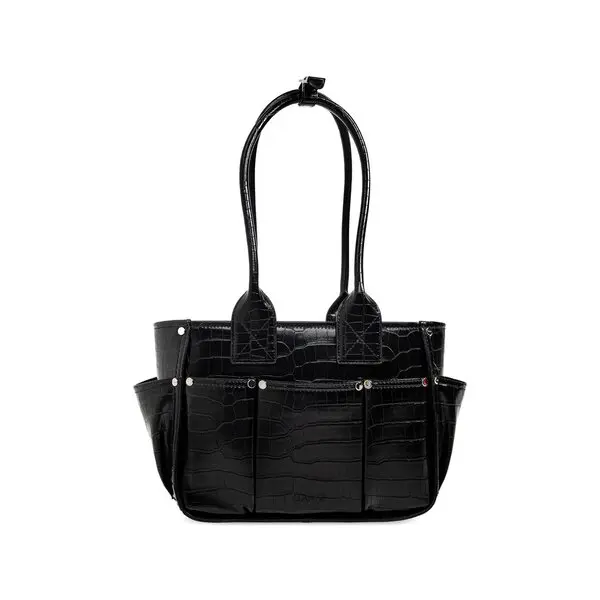 GANNI Crocodile-effect Studded Tote Bag