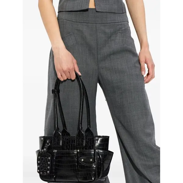 GANNI Crocodile-effect Studded Tote Bag