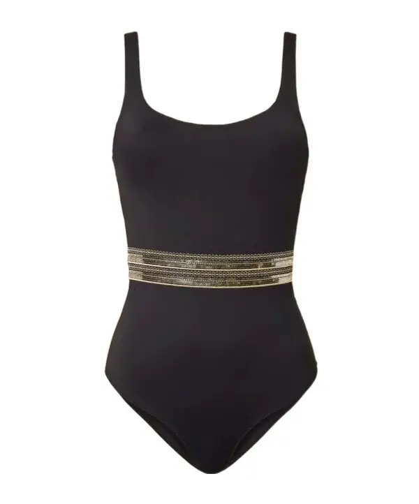TWINSET Embellished One-piece Swimsuit With Square Neckline And V-back - Black