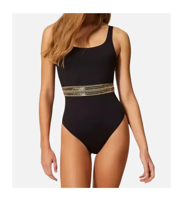 TWINSET Embellished One-piece Swimsuit With Square Neckline And V-back