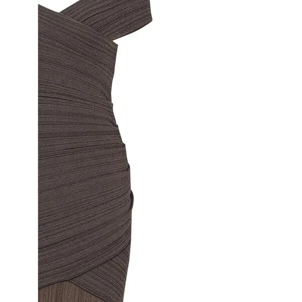 Balmain Pleated Off-the-shoulder Dress
