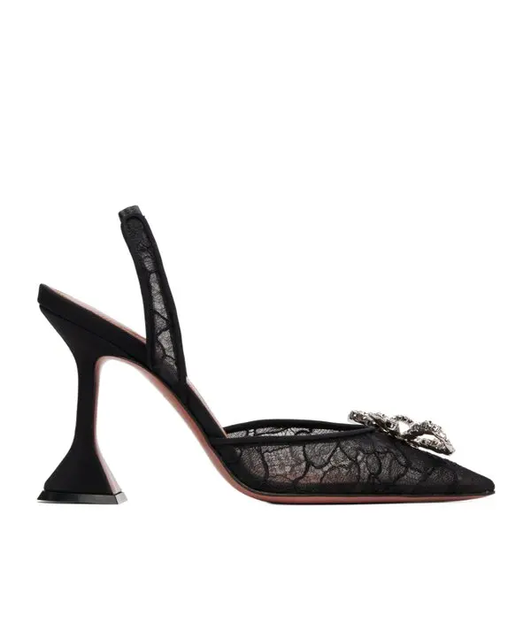 Amina Muaddi Rosie Lace Sling 95 Pointed-toe High-heeled Sandals - Black
