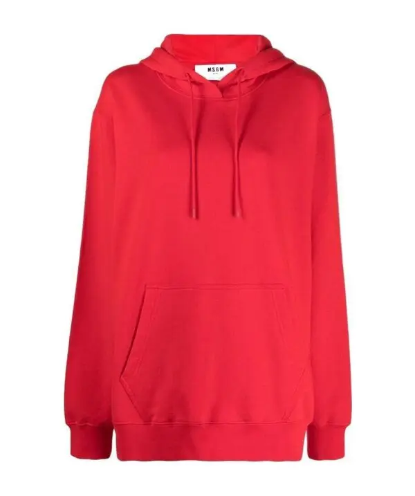 MSGM Logo Print Cotton Hoodie
