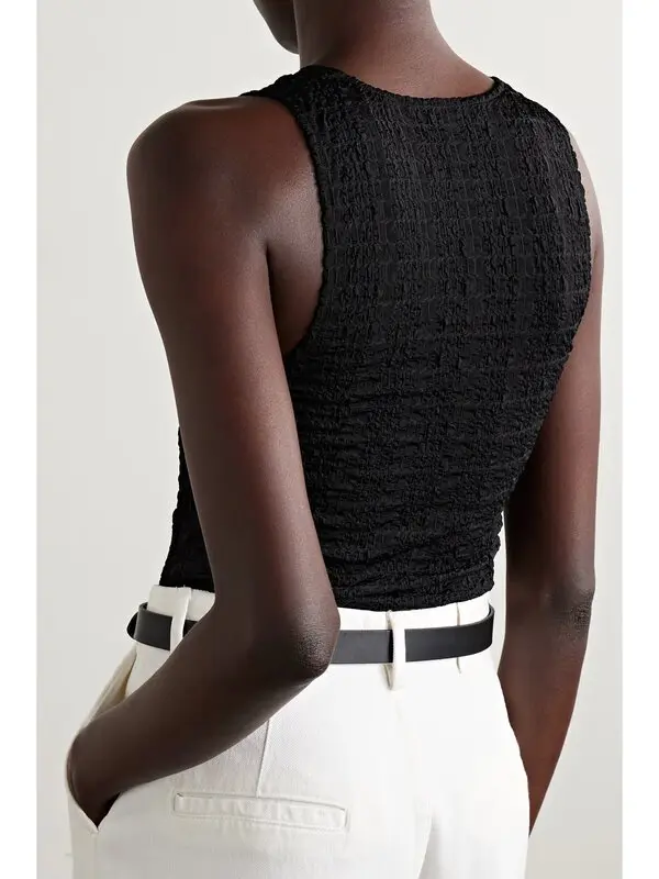 Vince Sleeveless Crinkled-finish Tank Top